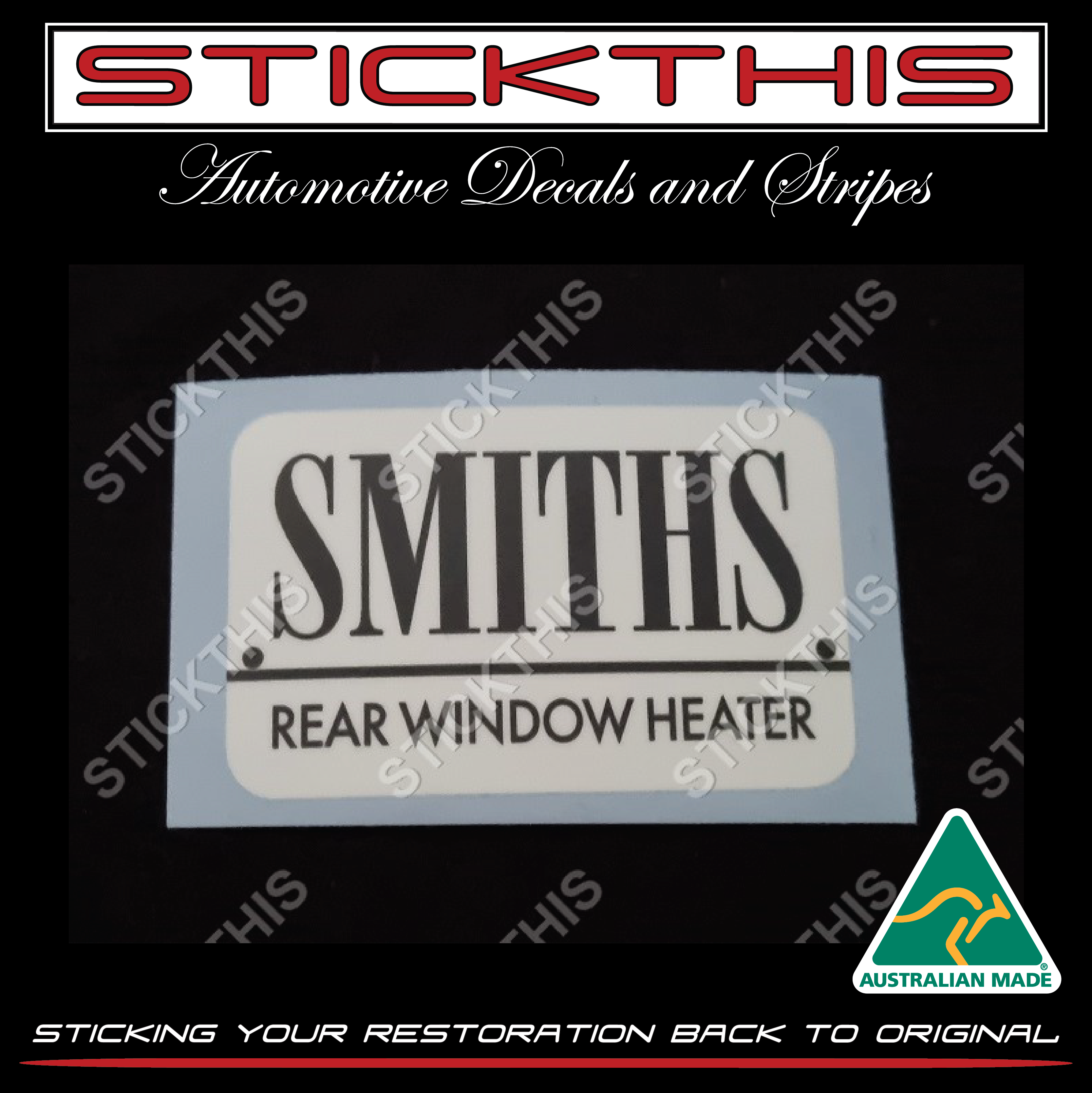 Smiths Rear Window Heater Sticker/Decal - STICKTHIS Automotive Decals ...