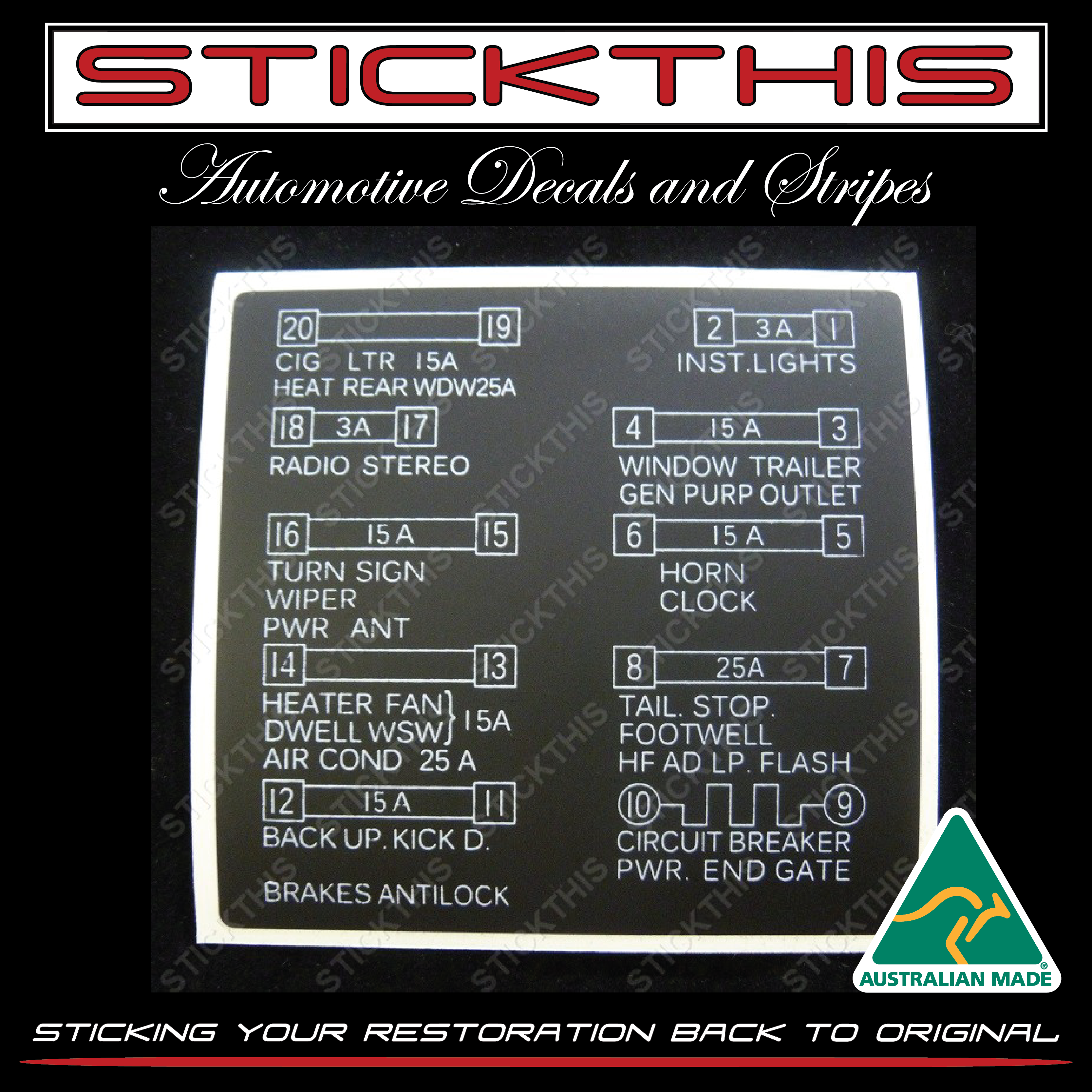 Fuse Cover Decal - HX - STICKTHIS Automotive Decals and Stripes