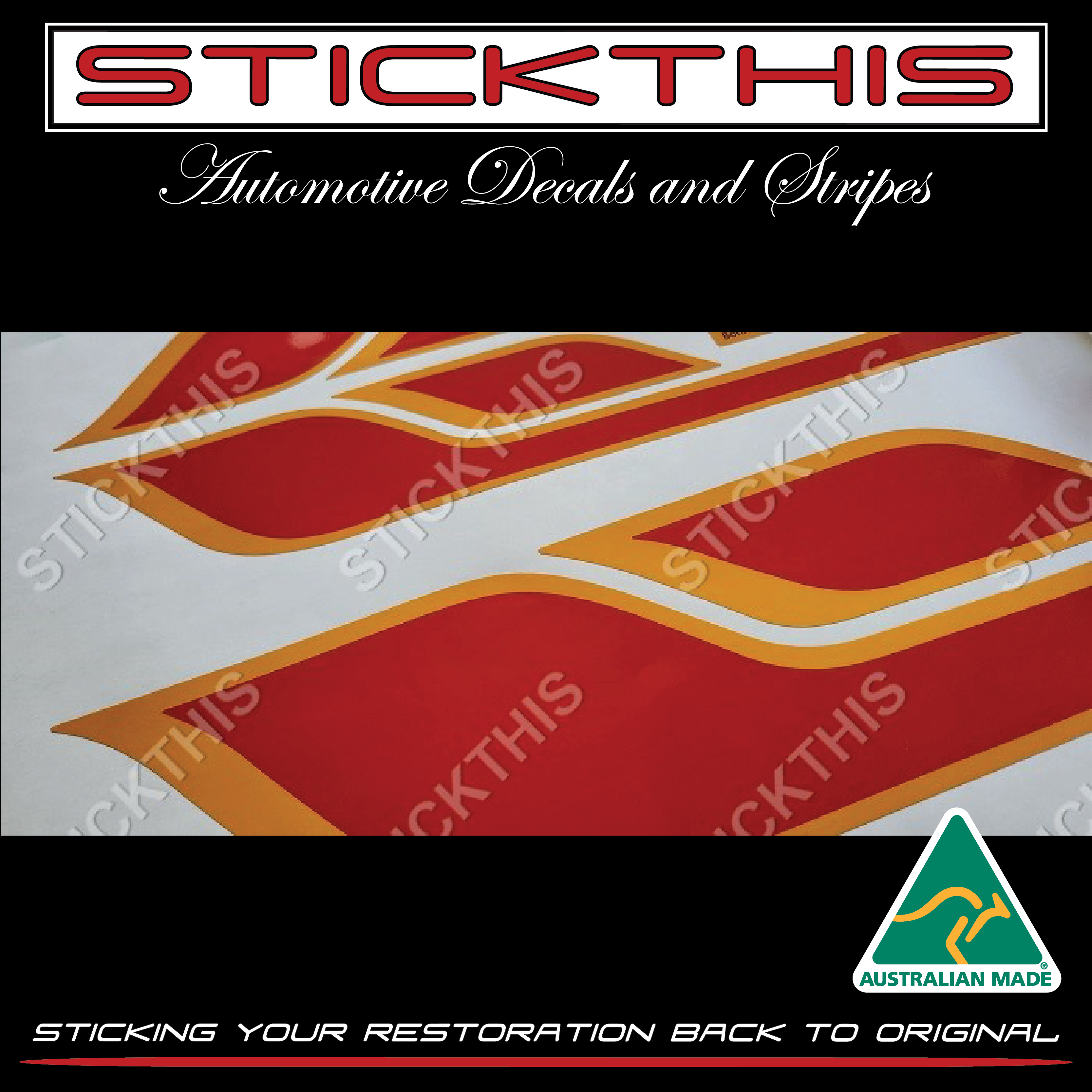 VF Sandman Stripes - Ute - Orange, Red - STICKTHIS Automotive Decals ...