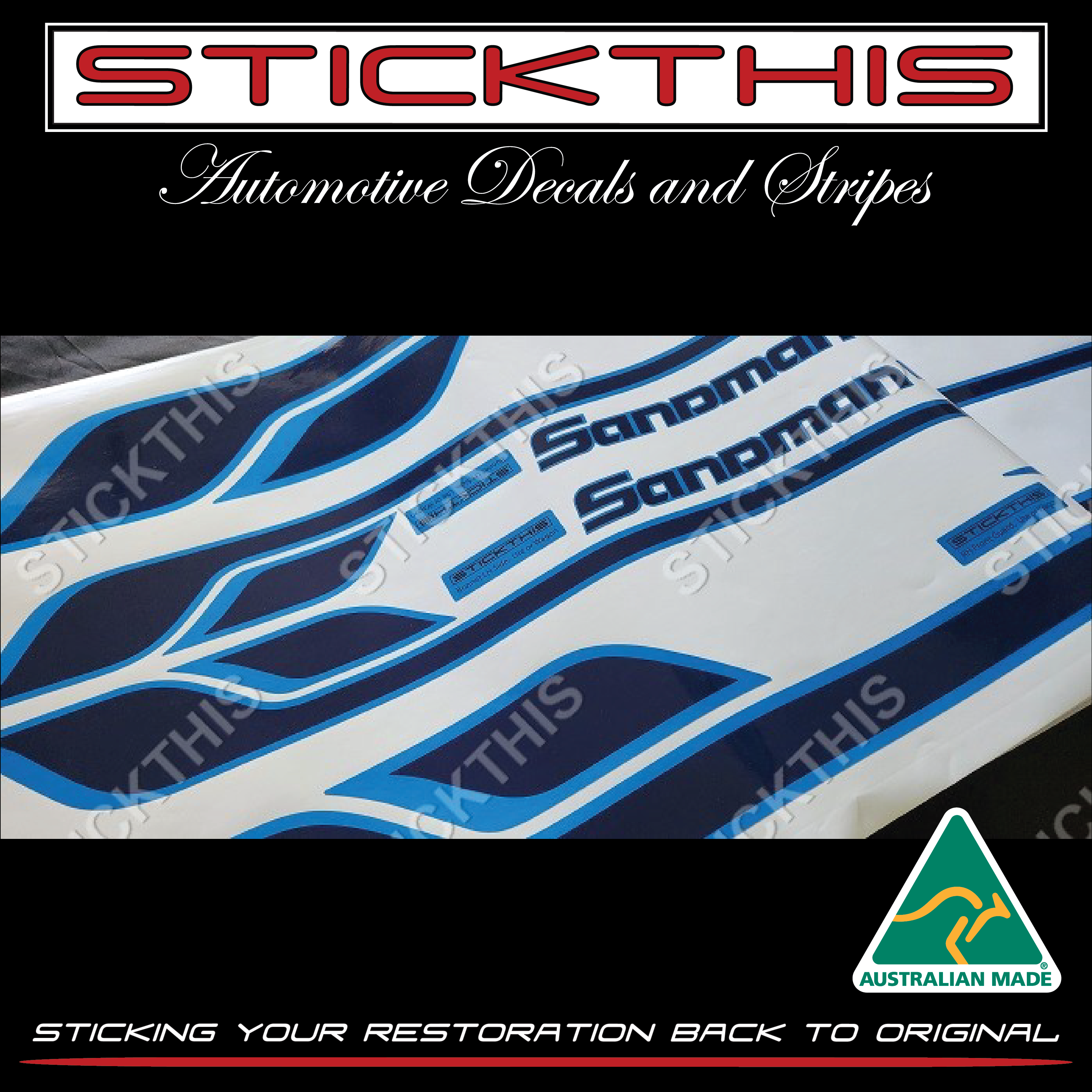 VF Sandman Stripes - Ute - Light Blue, Dark Blue - STICKTHIS Automotive ...