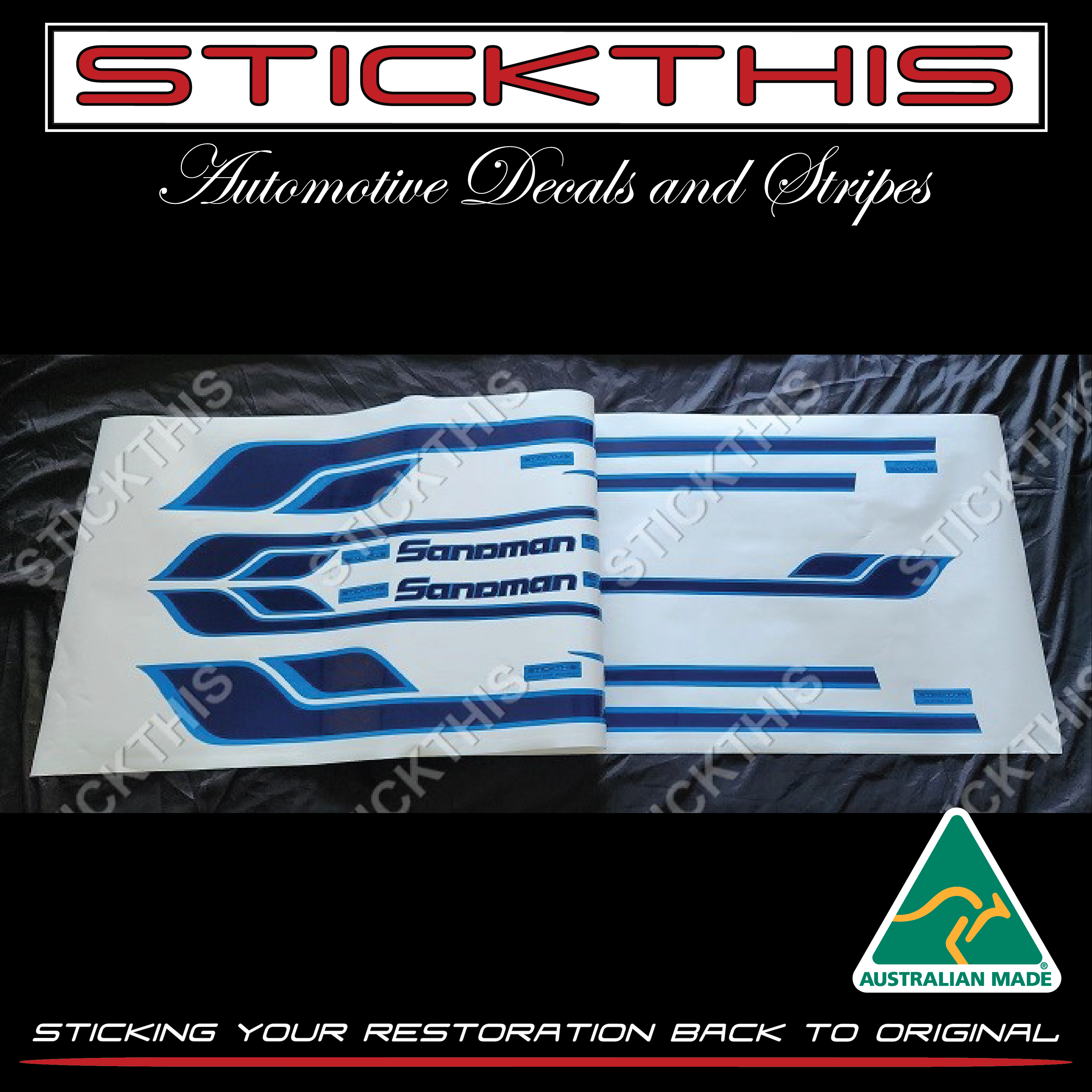 VF Sandman Stripes - Ute - Light Blue, Dark Blue - STICKTHIS Automotive ...