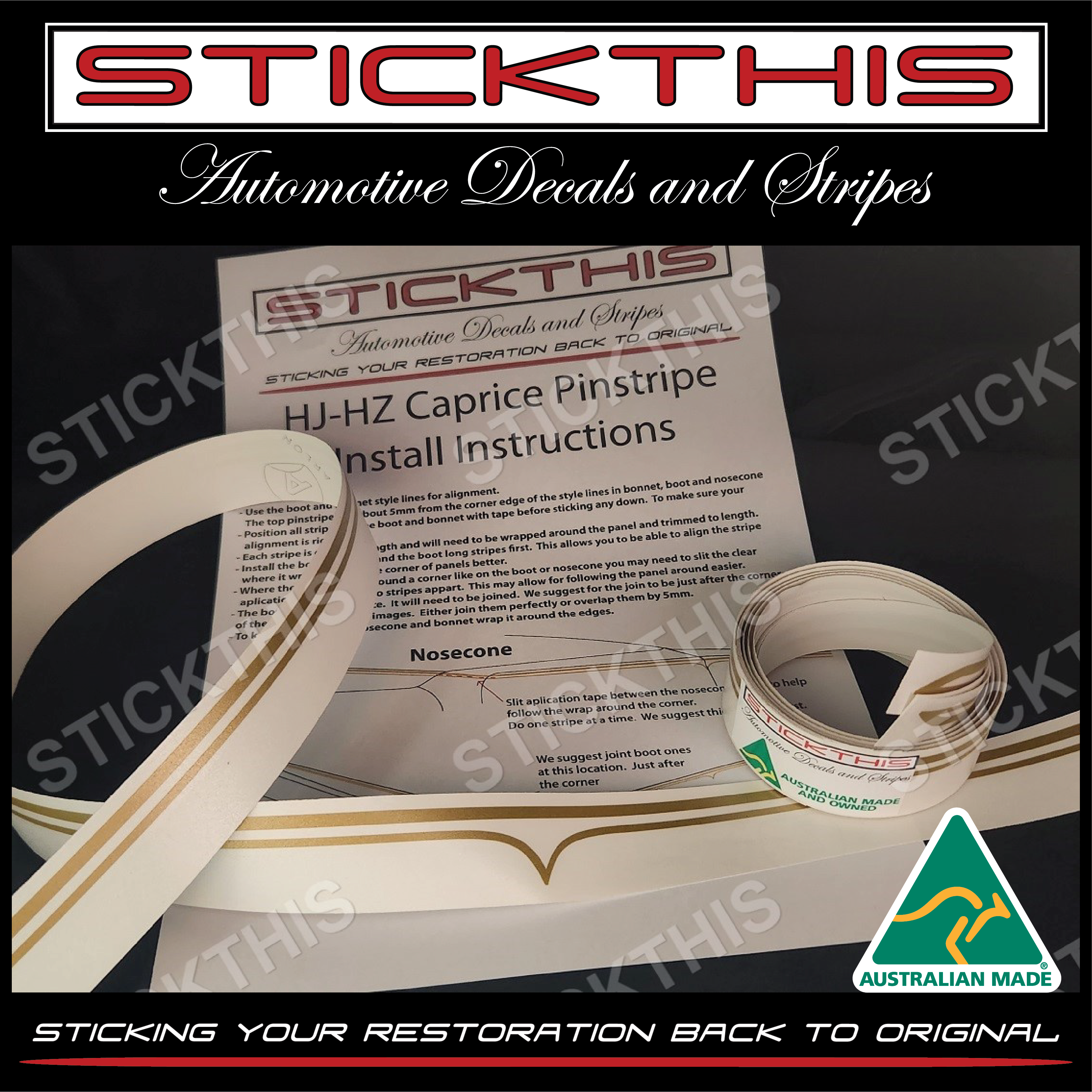 HJ HX HZ Statesman Caprice Decal Pinstripe Kit - Gold - STICKTHIS ...
