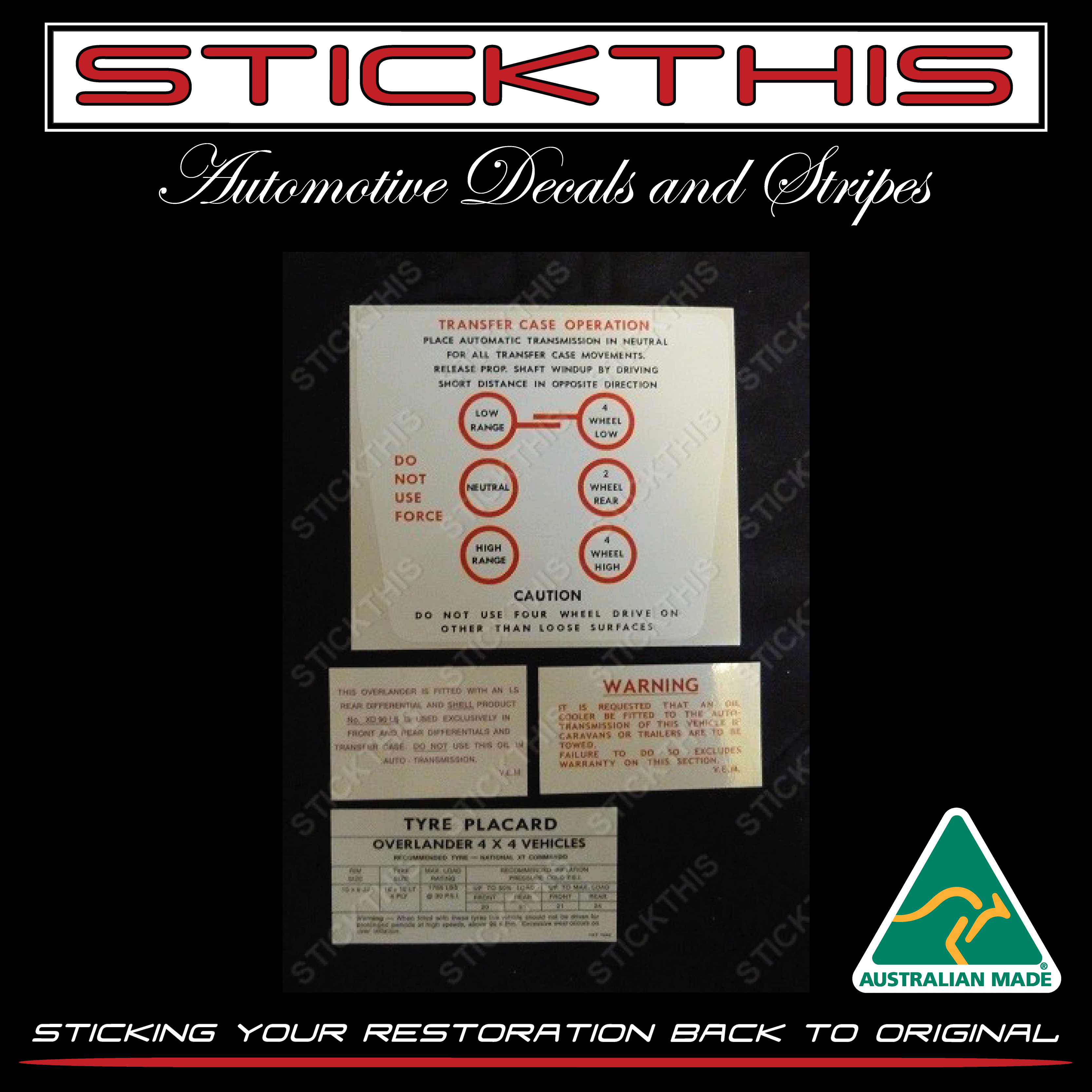 Overlander V.E.M. Decal Kit - STICKTHIS Automotive Decals and Stripes