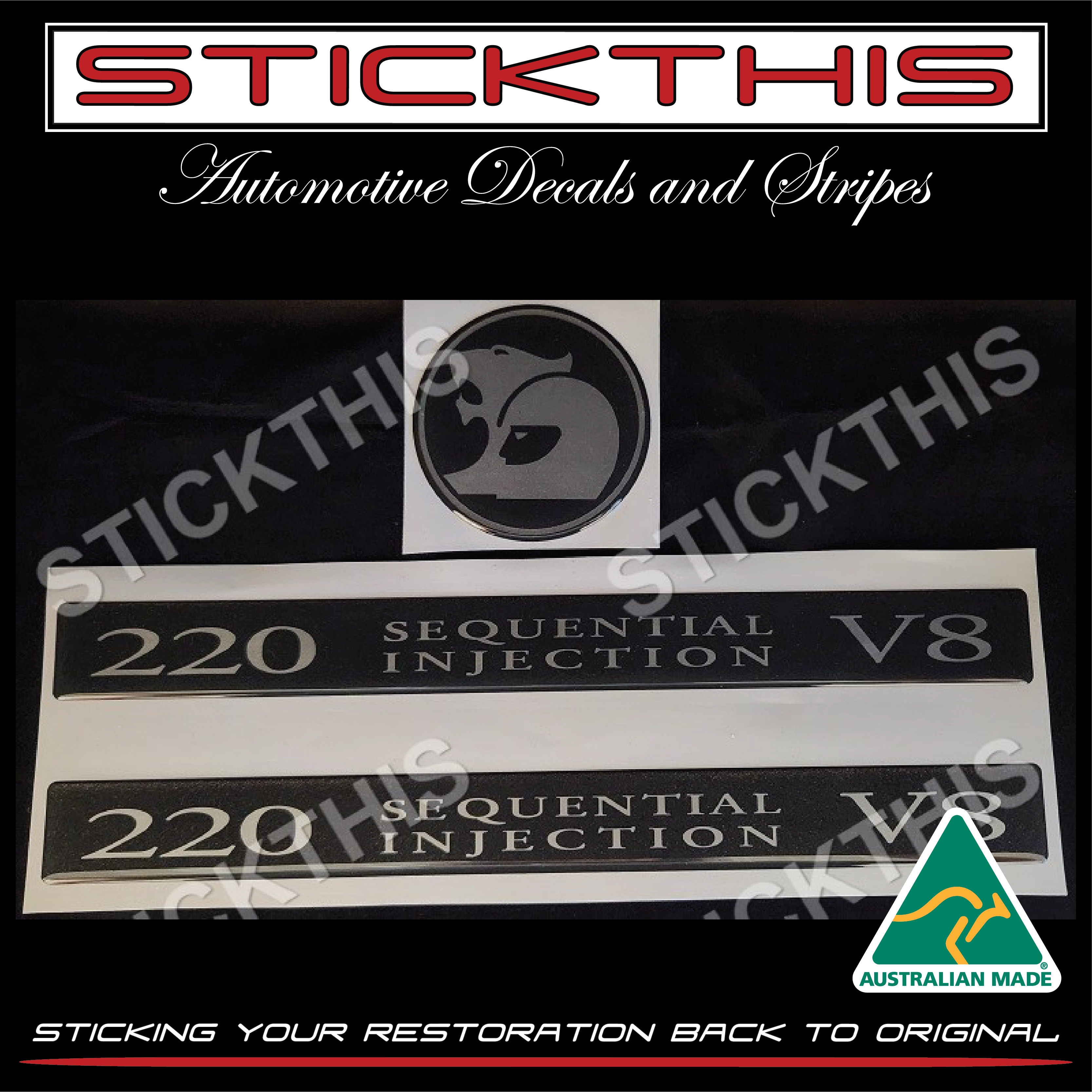 VT Engine & Throttle Body Cover Badge Set - 220 Sequential Injection V8 ...