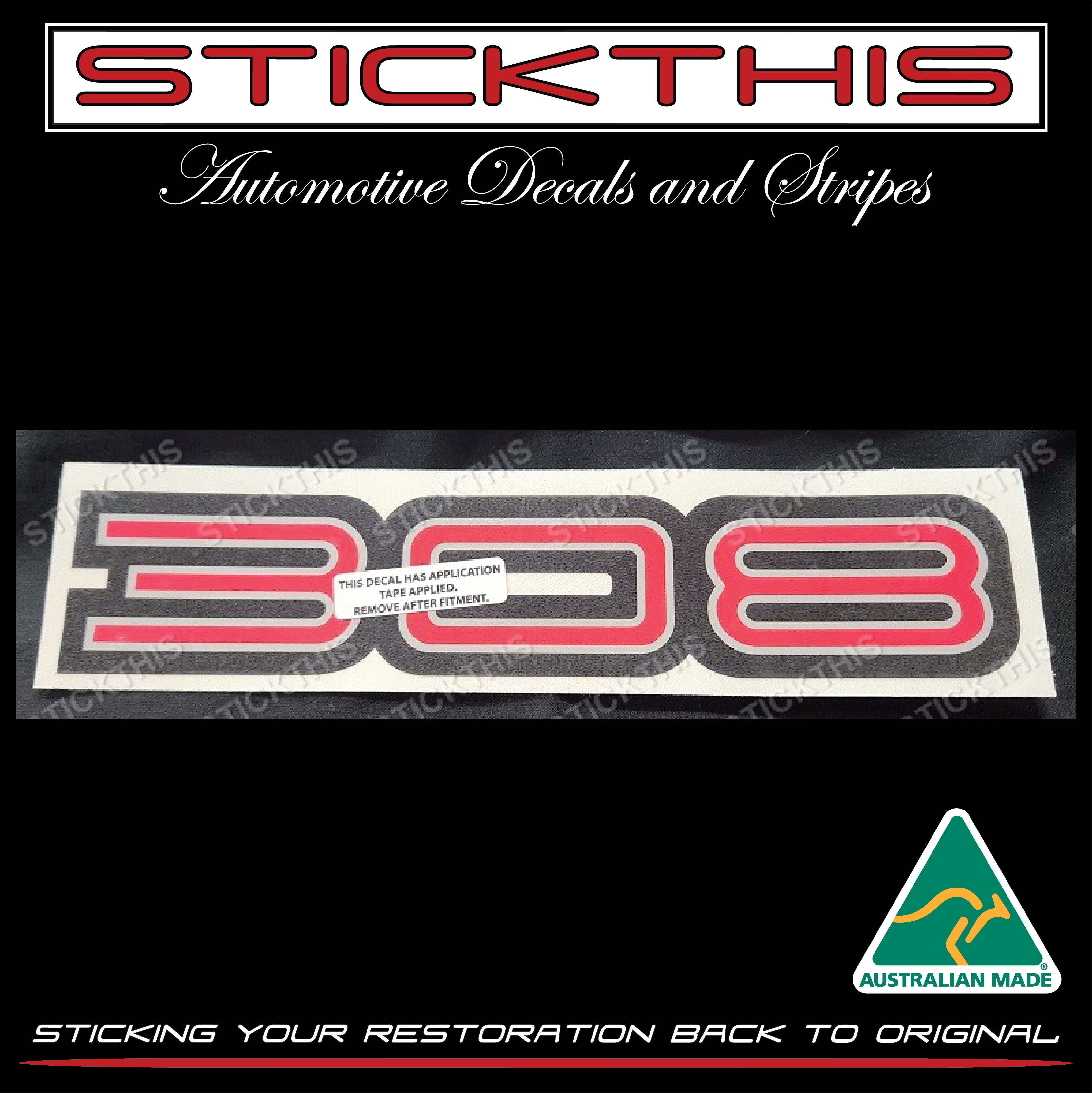 HQ Style Guard 308 Decal - Red and Black on Chrome - STICKTHIS ...