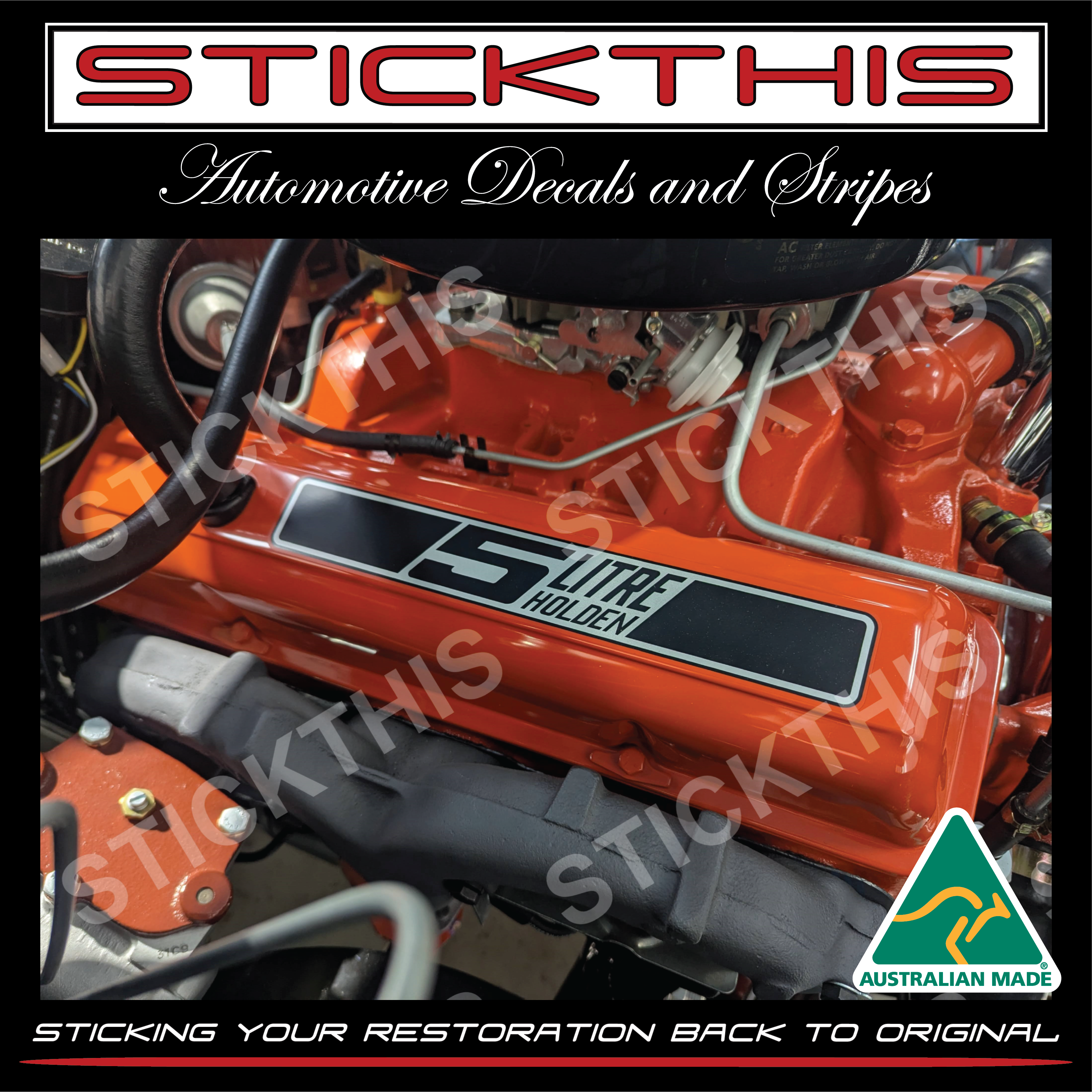 HK 5 Litre 307 Chev Engine Rocker Cover Decal - STICKTHIS Automotive ...