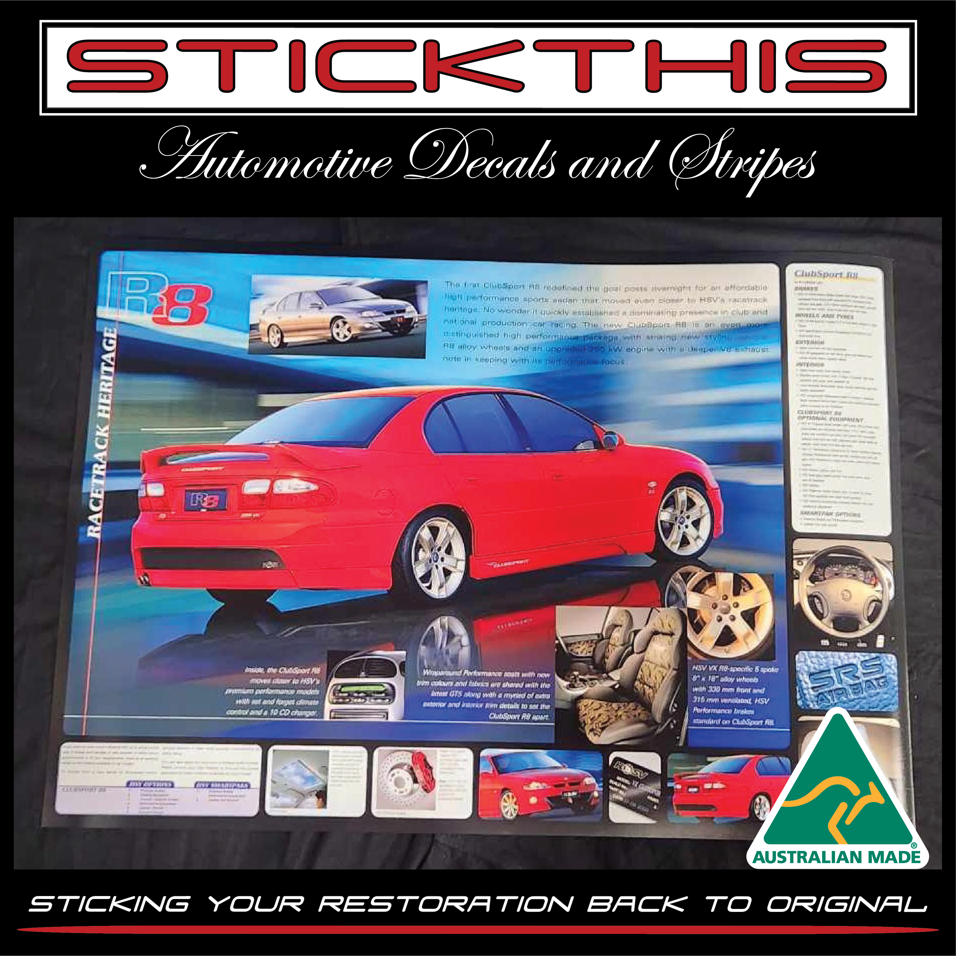 HSV VX Clubsport R8 Brochure - A2 Poster - STICKTHIS Automotive Decals ...