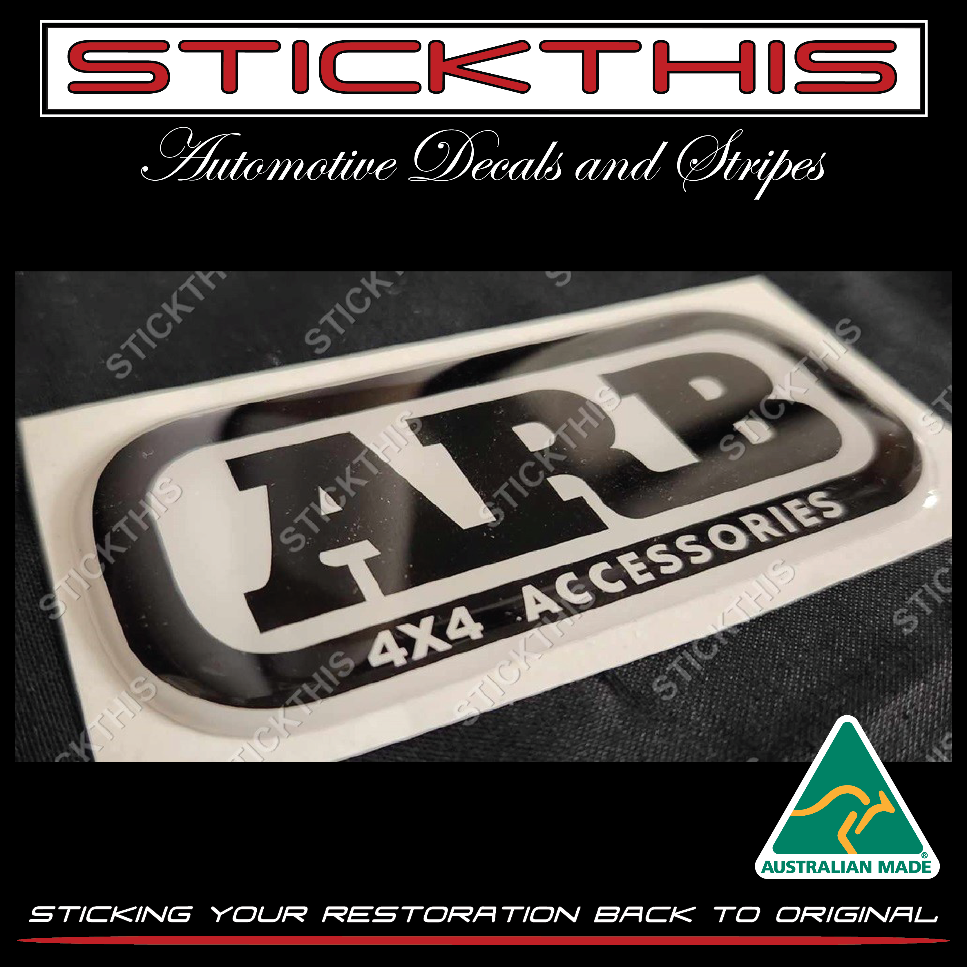 ARB Domed Decal 77mm x 35mm - Black and White - STICKTHIS Automotive ...