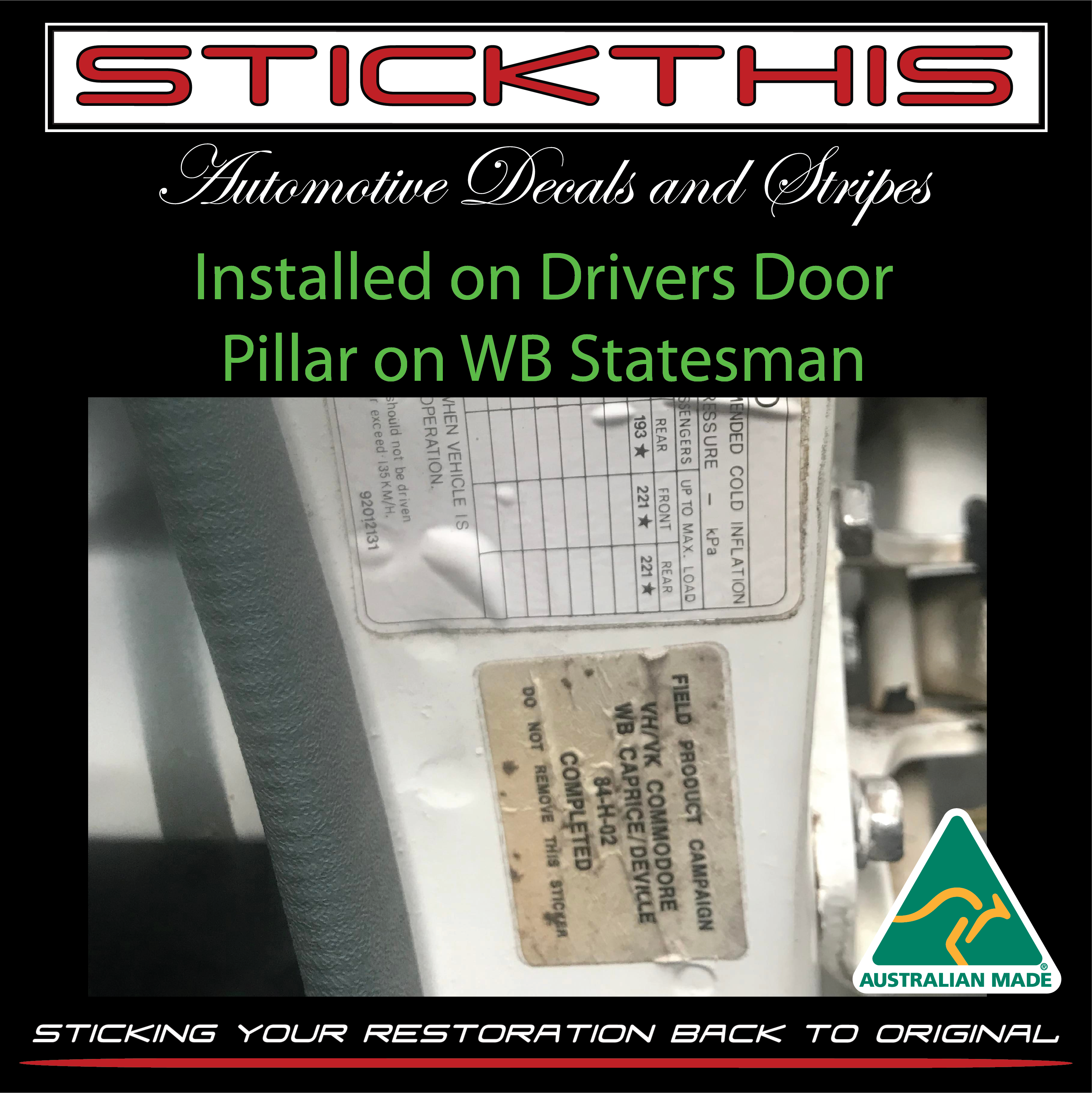 Field Product Campaign Decal WB VH VK - 84-H-02 - STICKTHIS Automotive ...