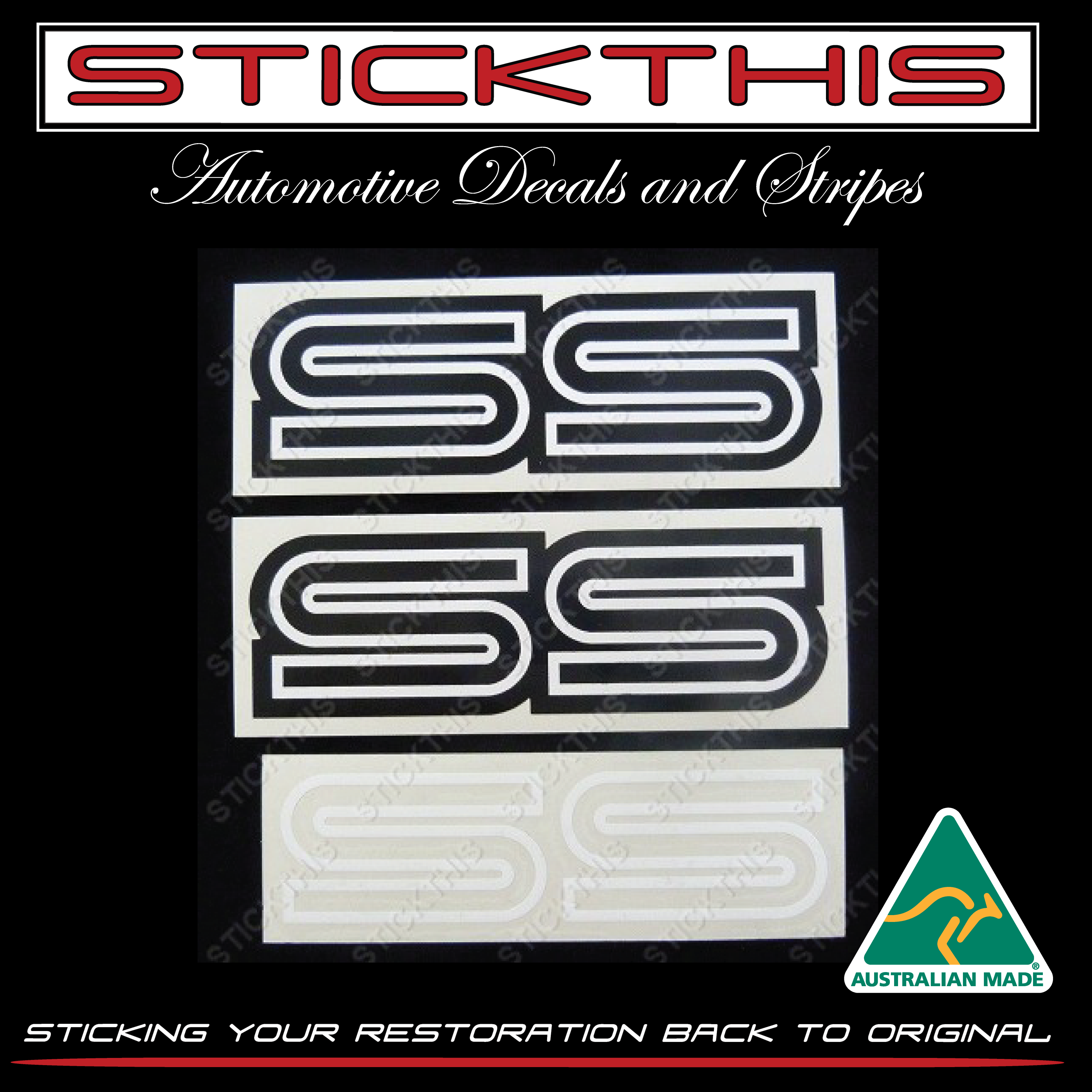 HQ SS Complete Stick-on Stripe and Decal Kit - Black - STICKTHIS ...