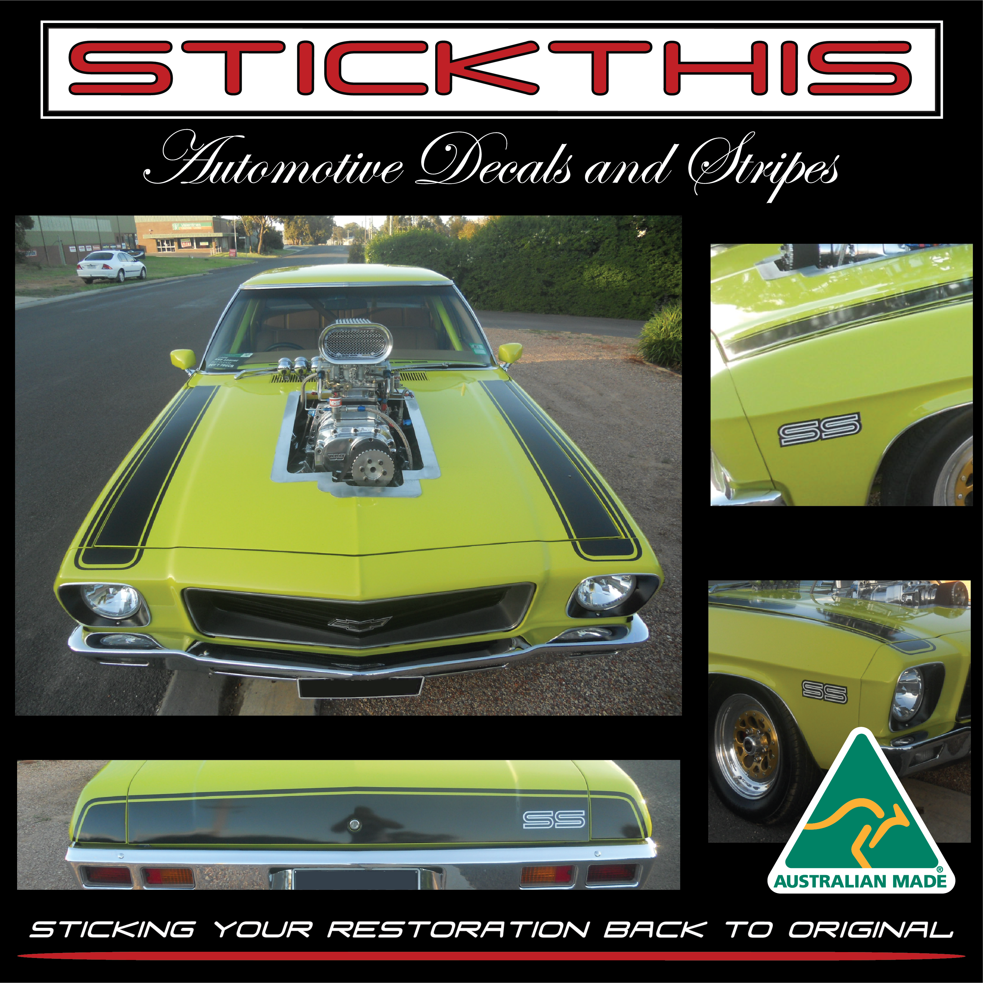 HQ SS Complete Stick-on Stripe and Decal Kit - Black - STICKTHIS ...
