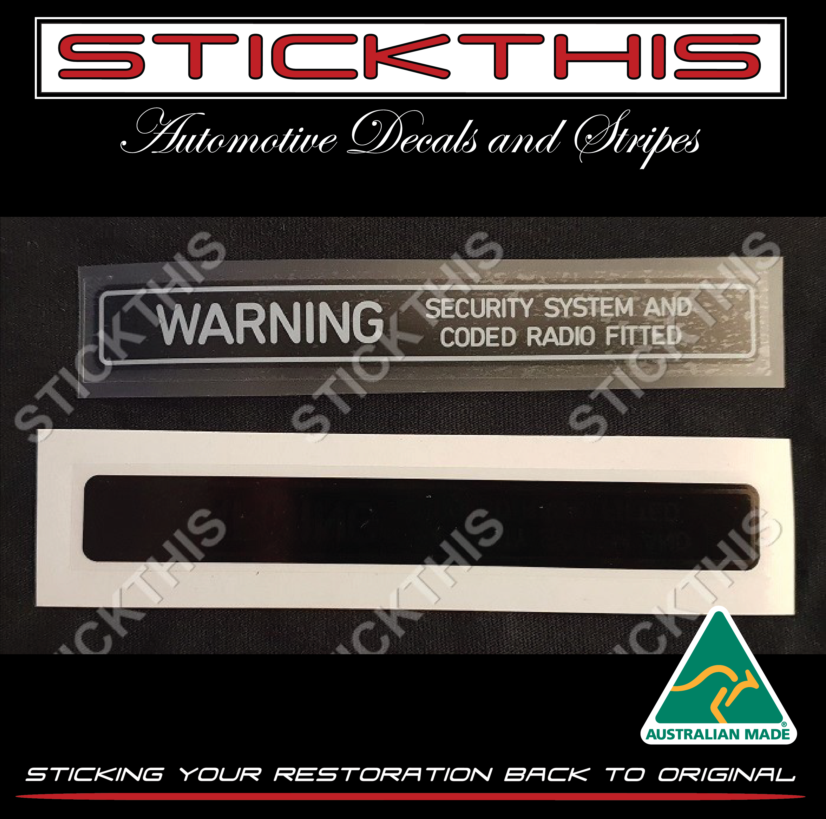 Warning Security System and Coded Radio Fitted 1/4 Window Decal VP-VS ...