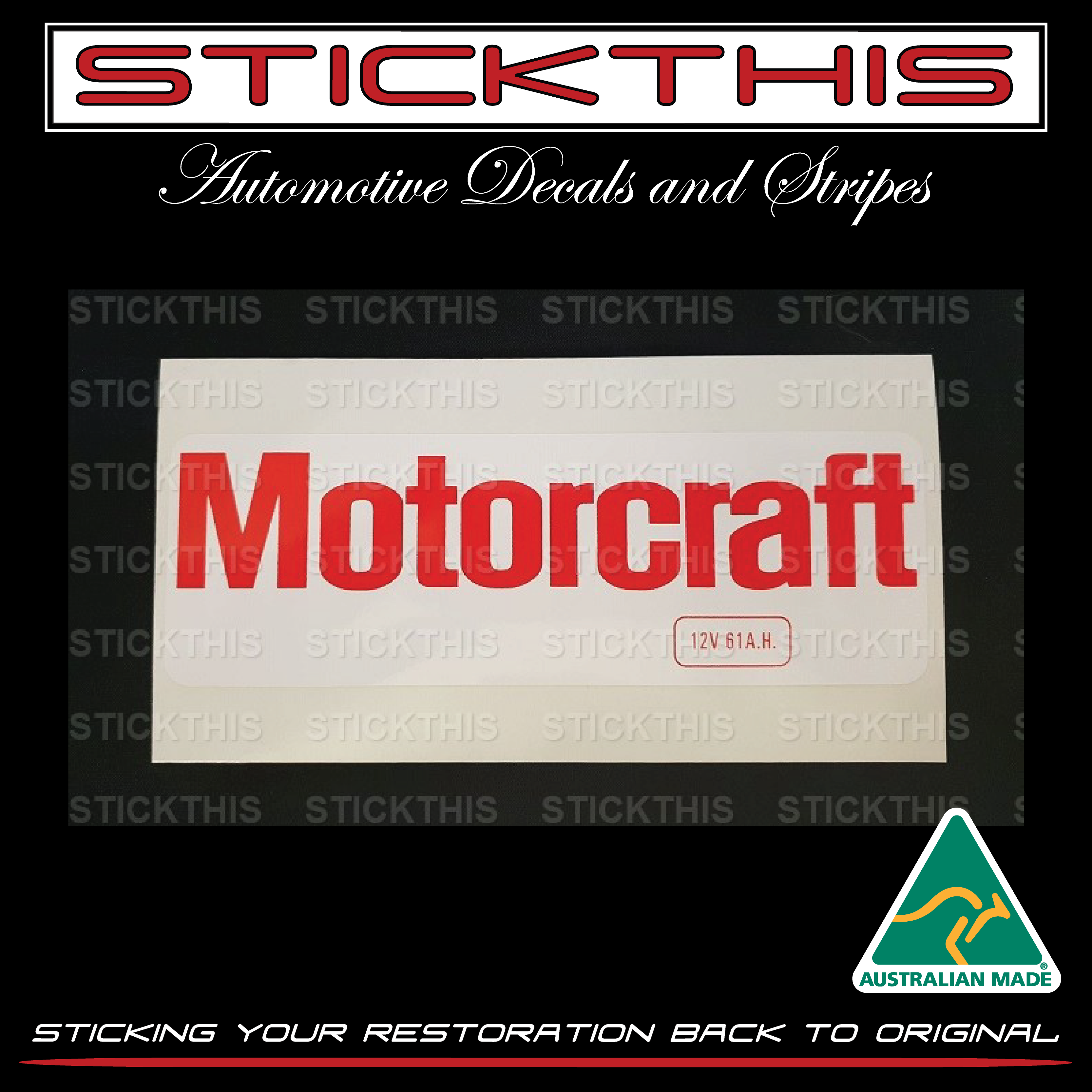Motorcraft 12V 61ah Battery Decal 72-76 - STICKTHIS Automotive Decals ...
