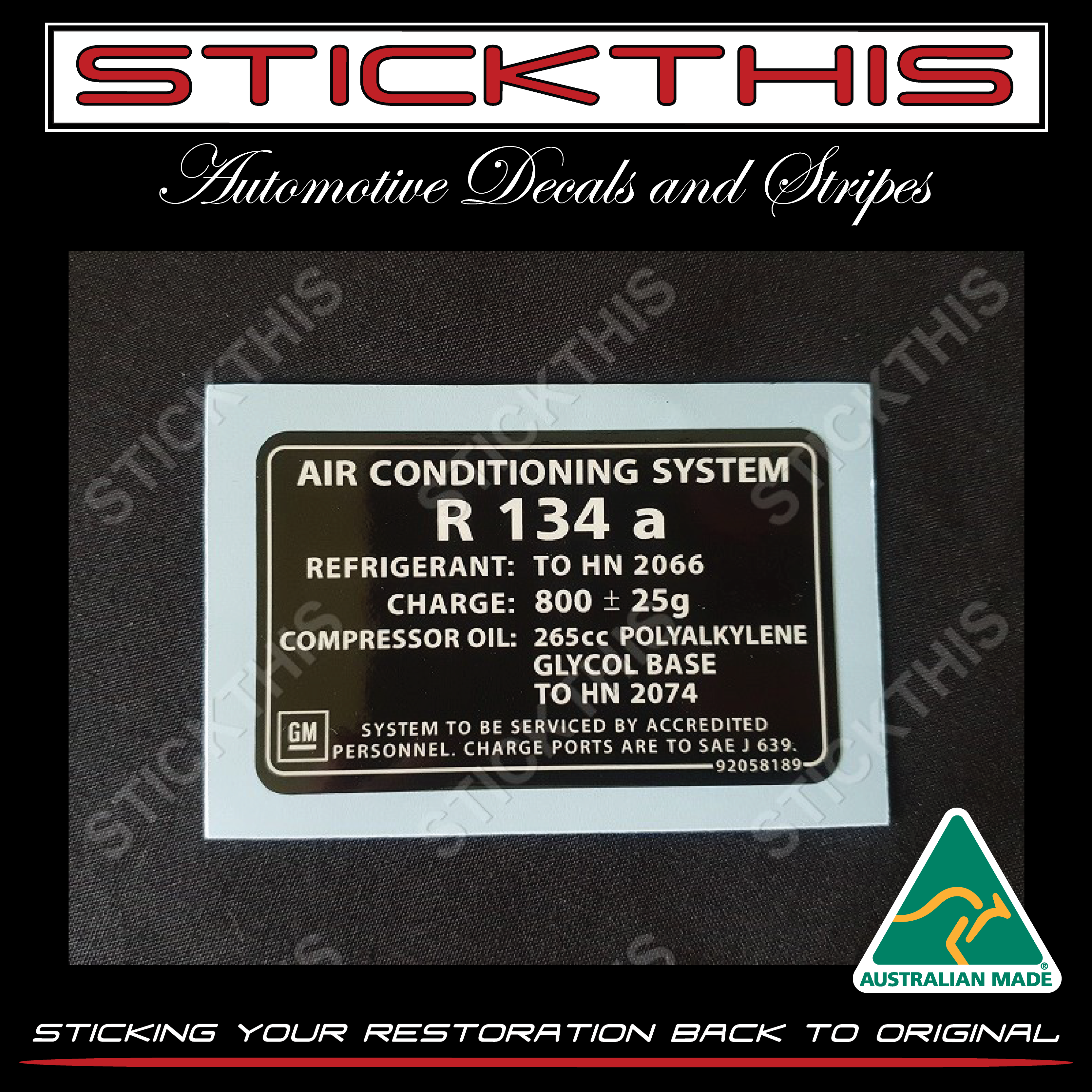 Air Conditioning Gas Decal R134a - VT VX V2 WH - STICKTHIS Automotive ...