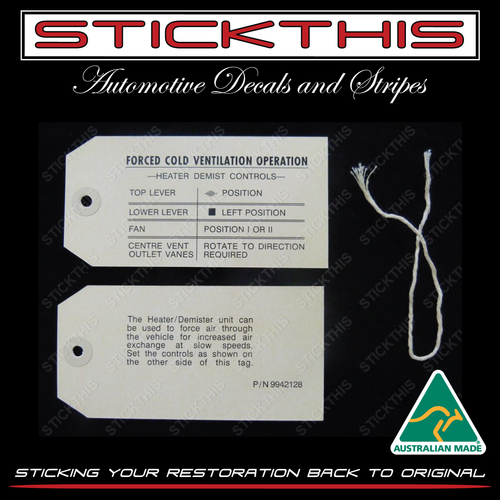 Heater Control Tag and String - LH LX UC - STICKTHIS Automotive Decals ...