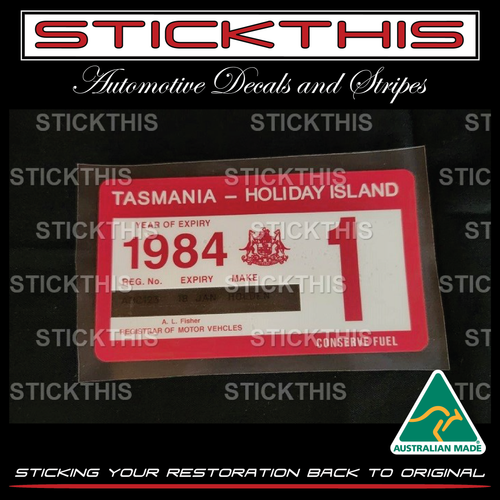 Reproduced TAS Registration Rego Label 1982-1985 - STICKTHIS Automotive ...