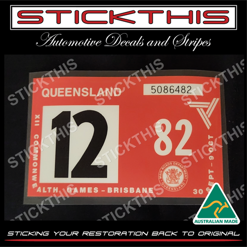 Reproduced QLD Registration Rego Label 1981 - 1985 - STICKTHIS ...