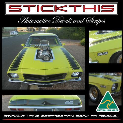 HQ SS Complete Stick-on Stripe and Decal Kit - Black - STICKTHIS ...