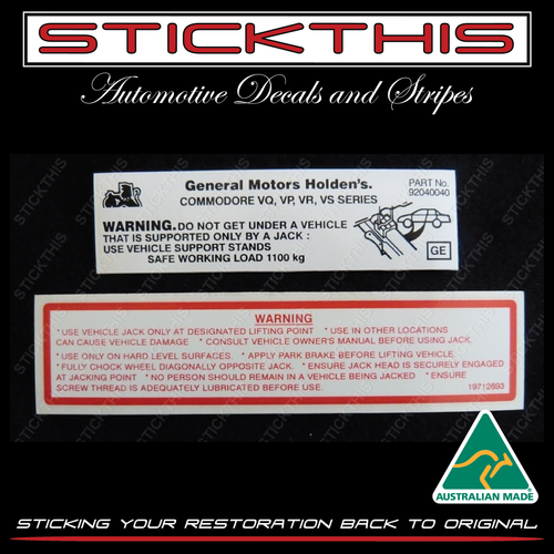 Jack Scissor Decal Instruction/Warning Kit, VS - STICKTHIS Automotive ...
