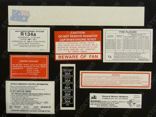 VN SS Engine Bay Kit - Pre August 1990 - STICKTHIS Automotive Decals ...