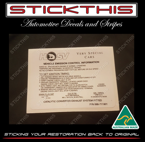 Emission Decal 5.0L and 5.7L - HSV, VR VS - STICKTHIS Automotive Decals ...