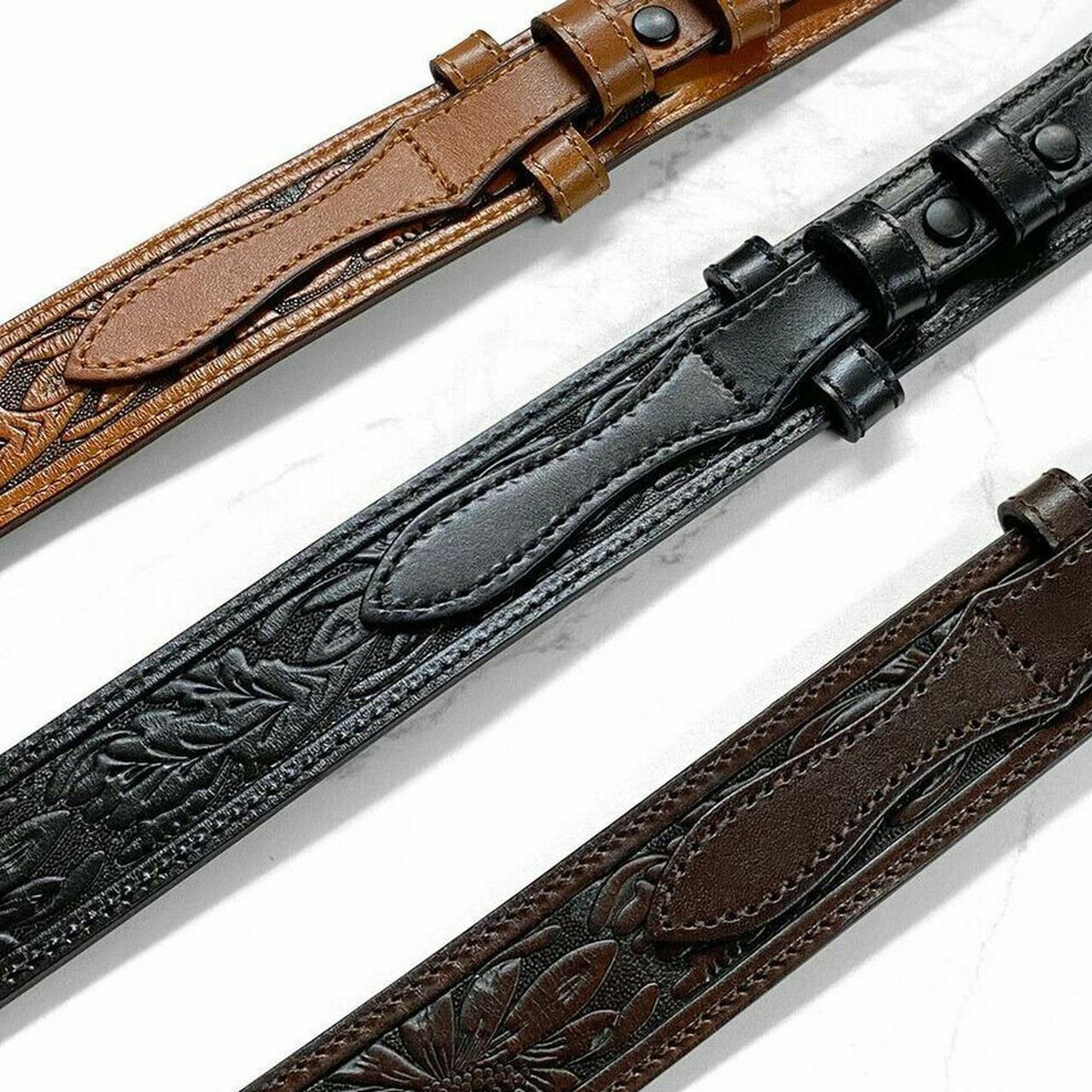 4642 Western Ranger Style Gold/Silver Floral Embossed Full Grain ...