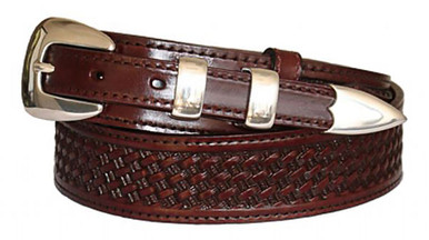 4509 Western Basket-Weave Full Grain Leather Ranger Style Belt (19/38 ...
