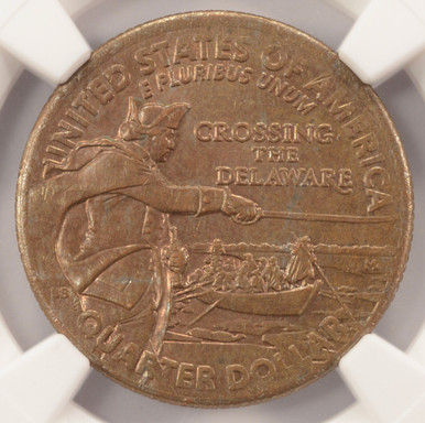 2021-D 25c Delaware Crossing Quarter Reverse Missing Clad Layer NGC MS62 BN