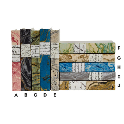 Marble paper bound books with script labels / Off-White Cover / 9.5 ...