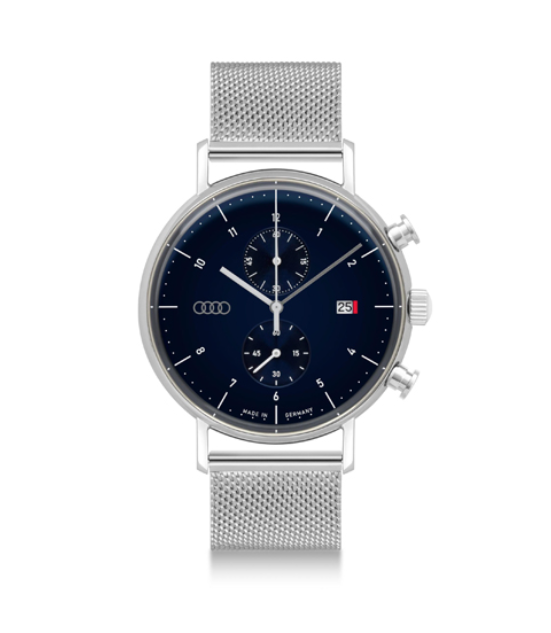 Audi chronograph watch - silver/night blue, Four Rings collection