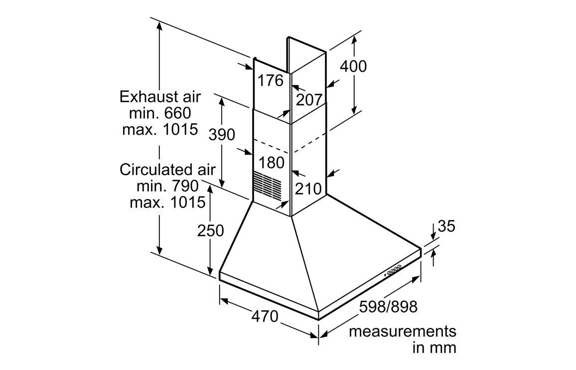 Bosch Series 2 DWP64CC50M 60cm Pyramid Chimney Hood | cookerhoods.co.uk