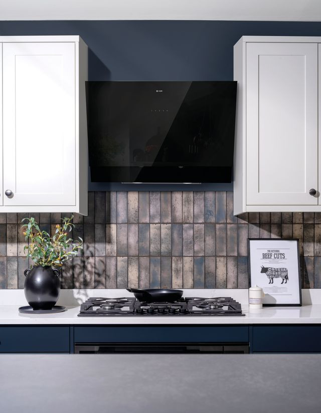 Caple 90cm Atara Wall Cooker Hood - Black Glass | Angled Hood