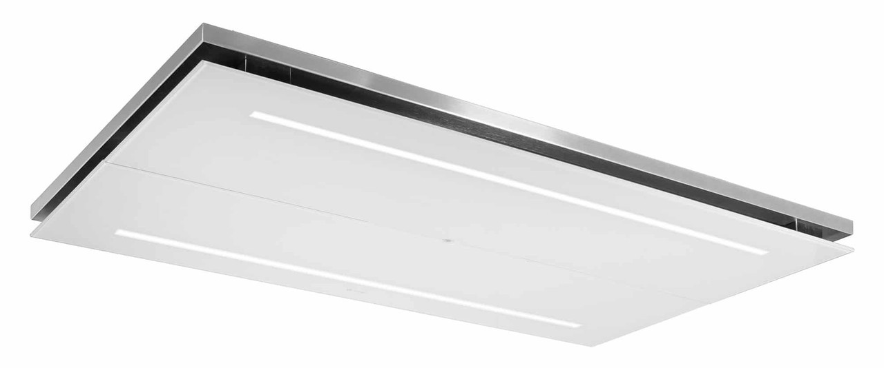 Caple 110cm Ceiling Cooker Hood - White Glass & Stainless Steel