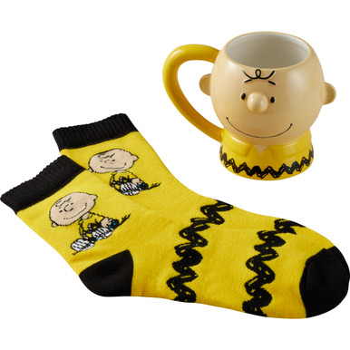 Peanuts 237409 Charlie Brown Ceramic Mug and Polyester Blend Socks Set