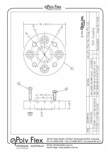Poly Flex 5"- Borg Warner, Hurth Heavy Duty Flexible Shaft Coupling ...
