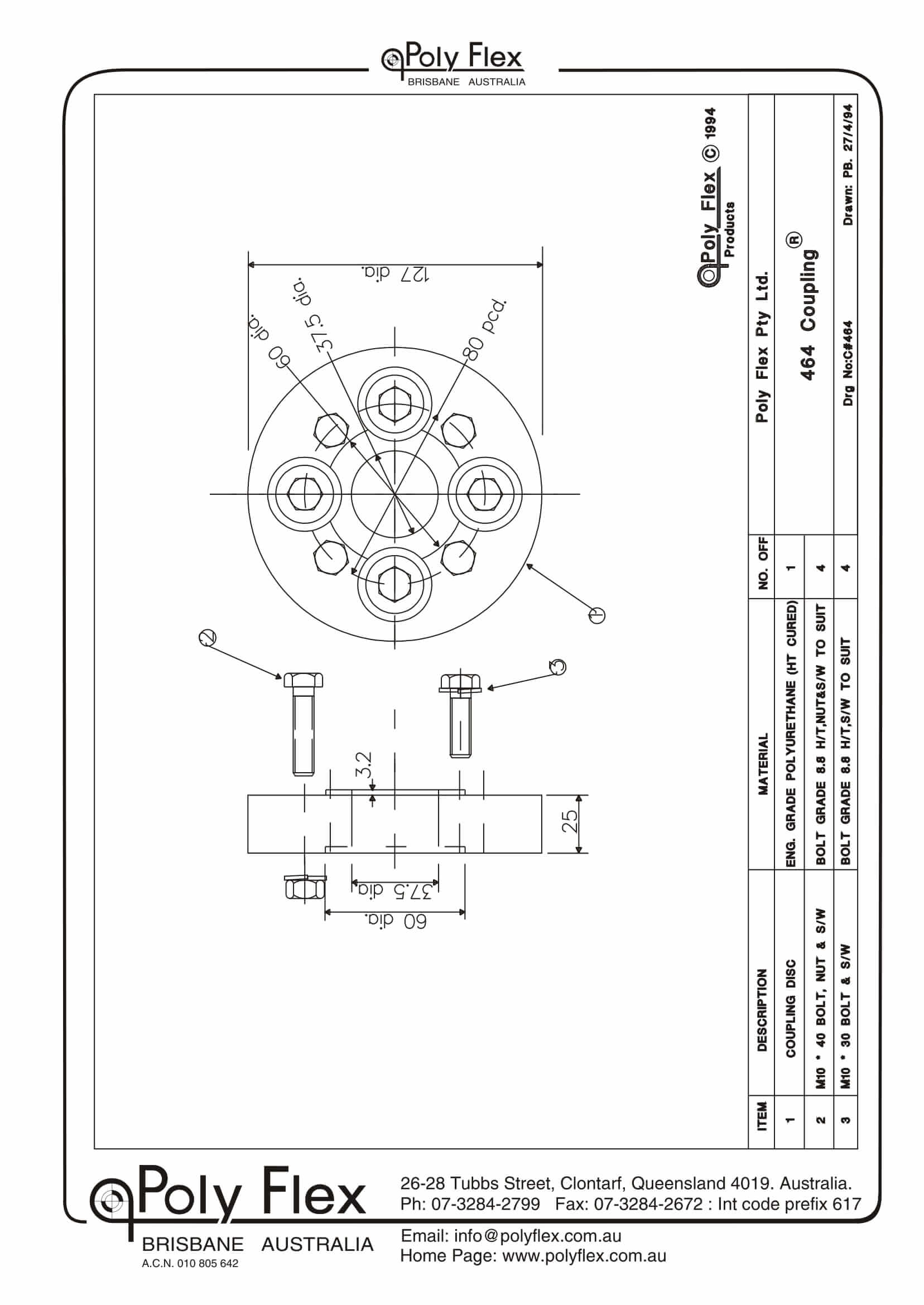 Poly Flex 4''- Volvo Flexible Shaft Coupling (P-464-4-90)