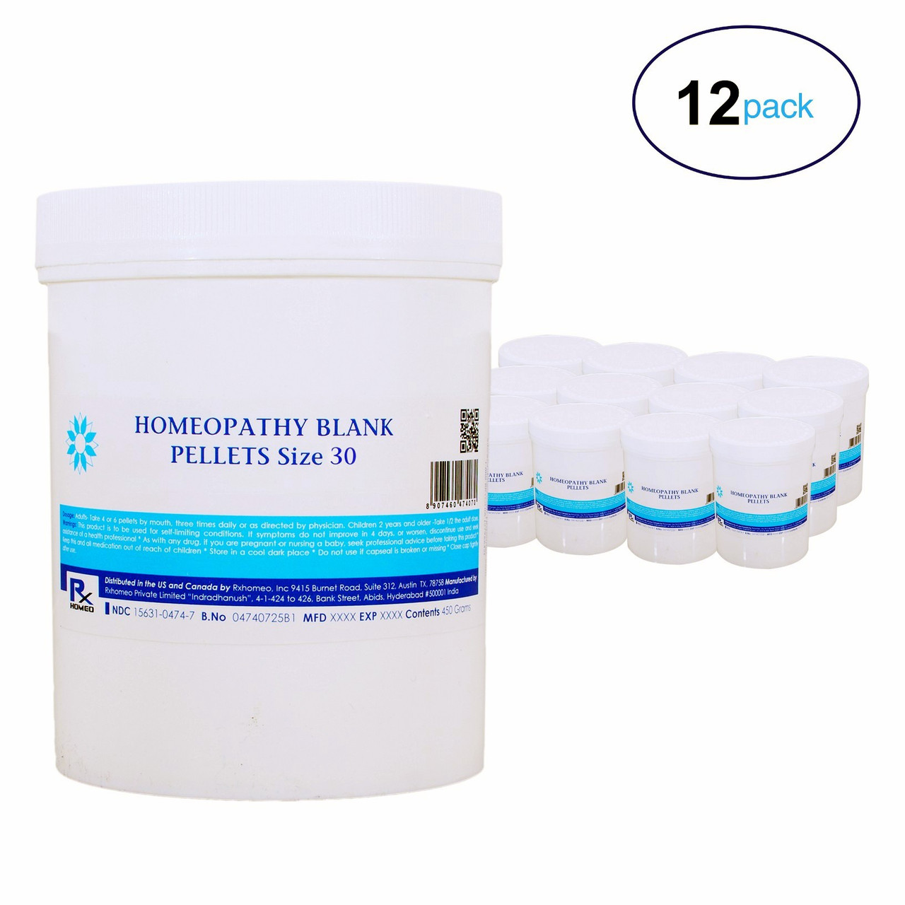 Homeopathic Unmedicated Pellets - 30 | Sucrose, Lactose-Free | 450 Grams
