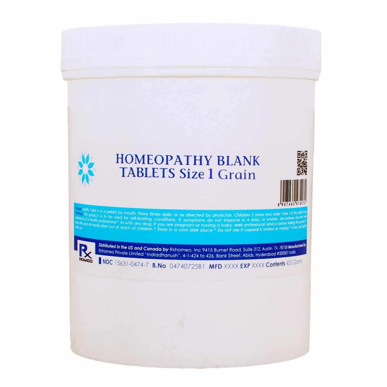 Homeopathic Unmedicated Tablets - 1 Grain | Lactose | 450 Grams