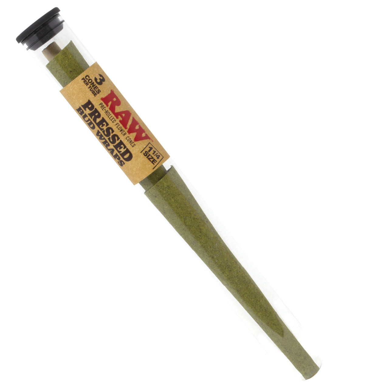 RAW Pressed Bud Wrap Pre-Roll Cones 1¼ (3ct) Display of 12