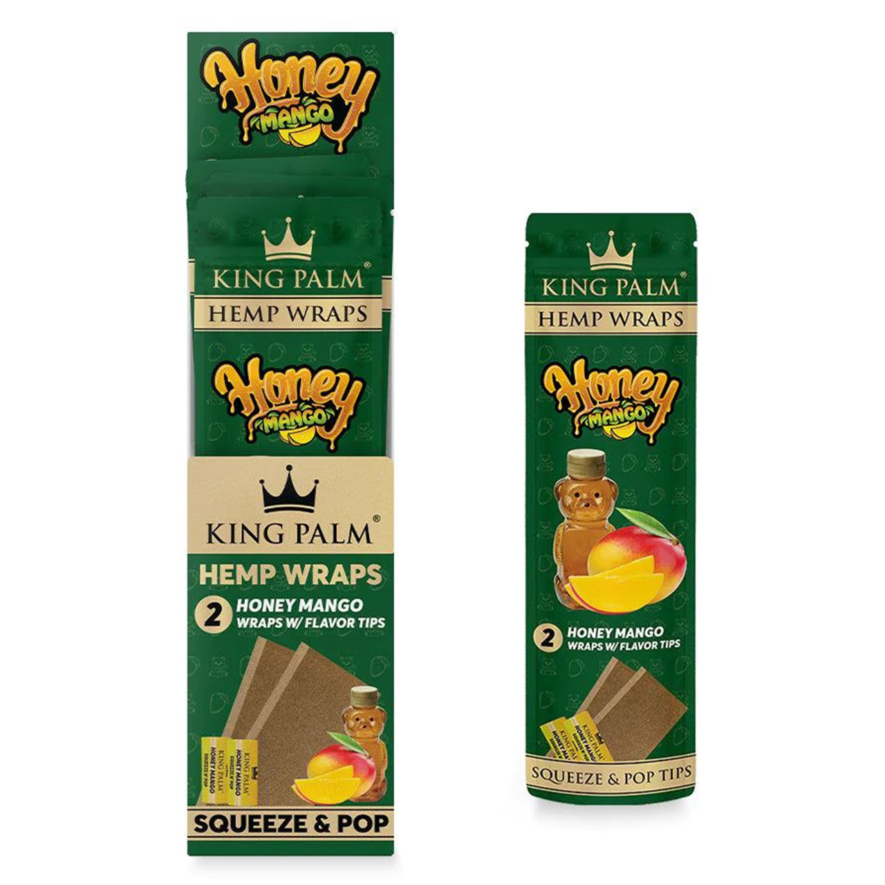 King Palm Squeeze And Pop Hemp Wraps (2pk) Display of 15