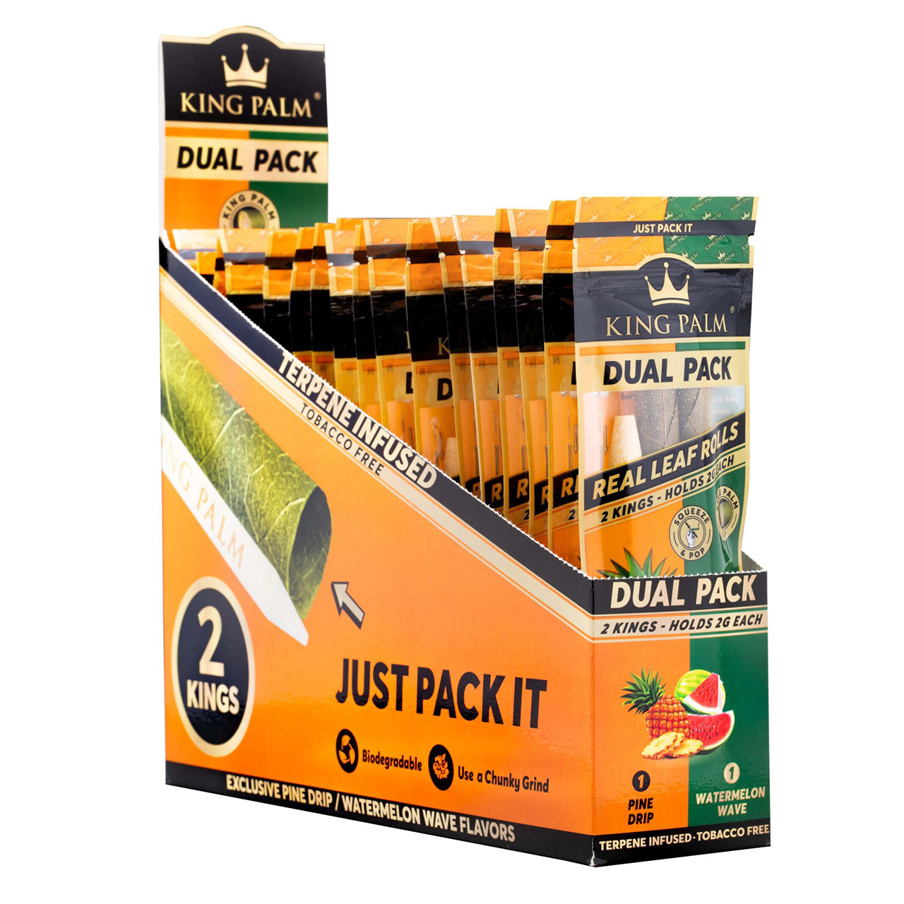 King Palm King Size Squeeze And Pop Hemp Wraps Display of 20