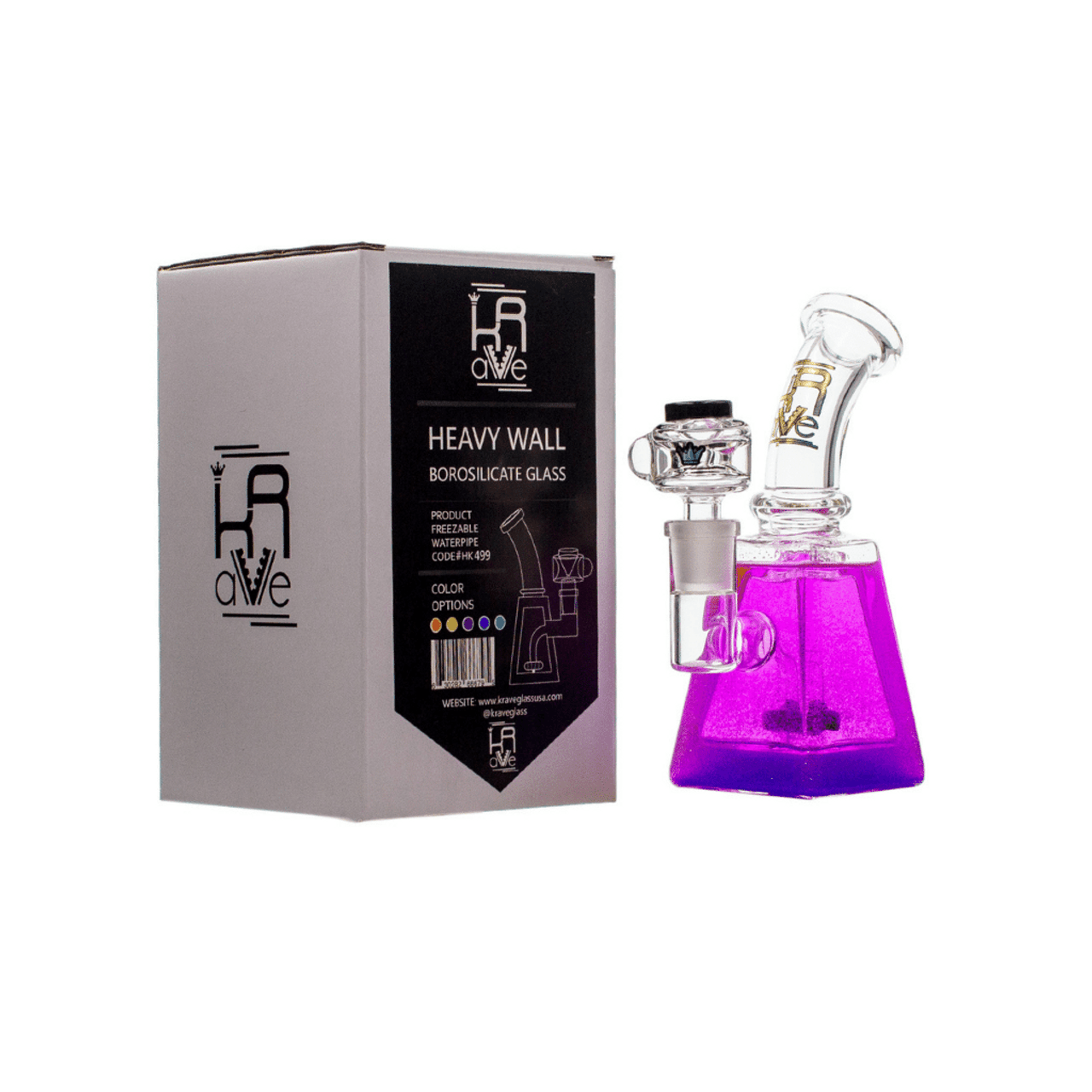 7 Giza Freezable Rig Water Pipe By Krave Glass Pack Of 3 Asstd Colors