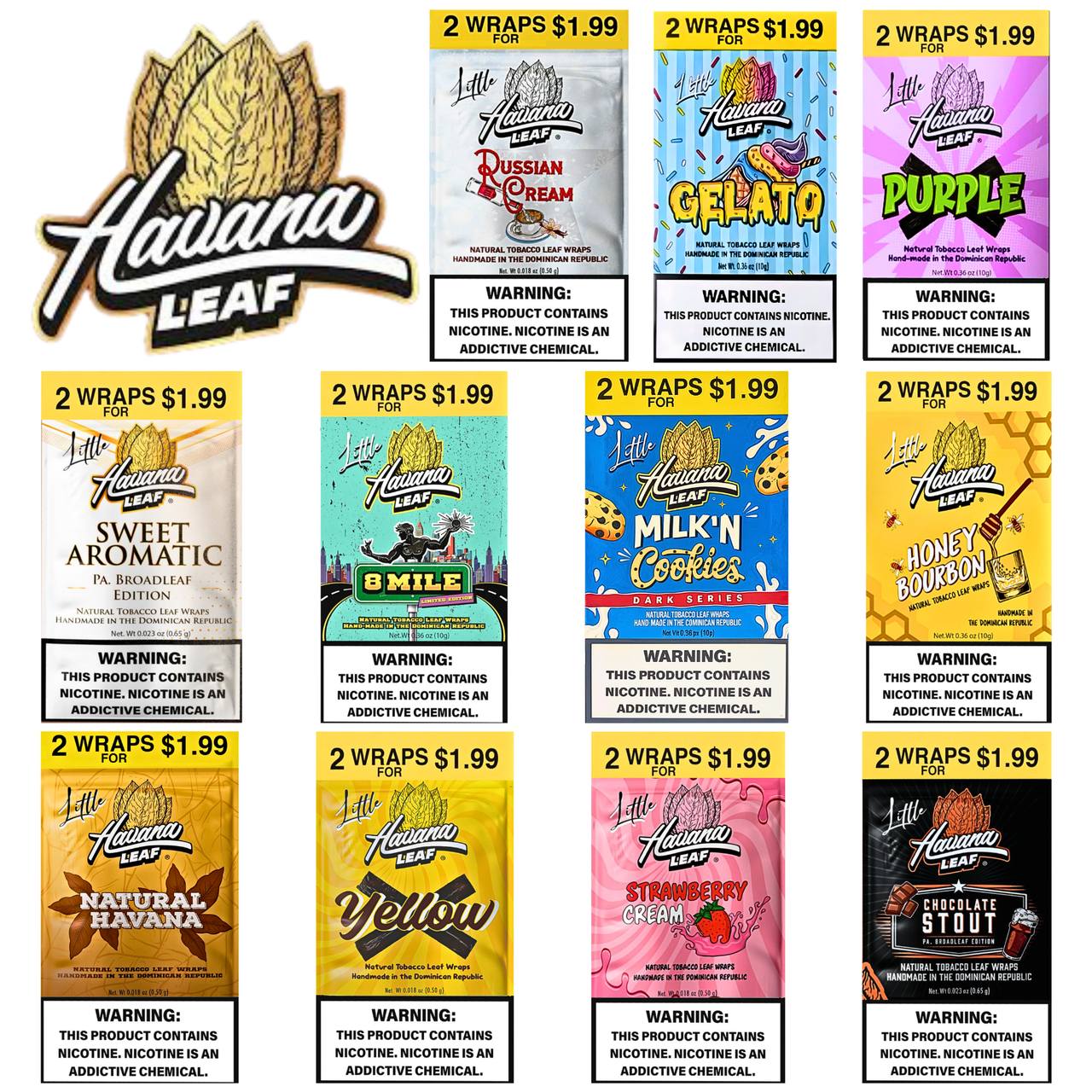 Havana Leaf Little Tobacco Wraps (2ct) Pre-Priced Box of 20