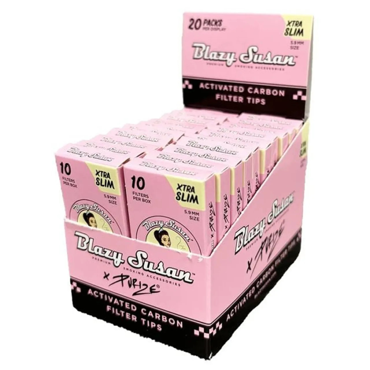Blazy Susan Purize Xtra Slim Carbon Filter Tips Display of 20