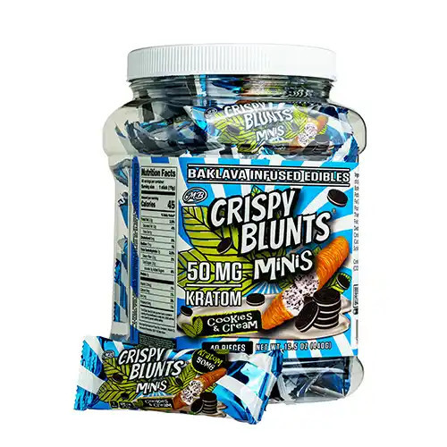 Crispy Blunts Minis - Kratom 30-50mg (Jar of 40) | HS Wholesale