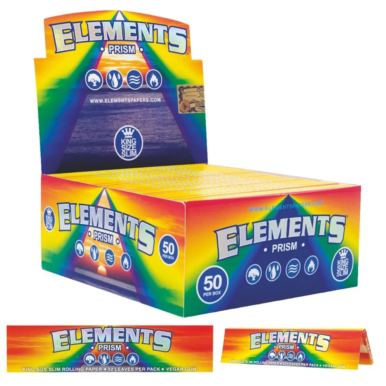 Elements - Prism King Size Rolling Papers (32ct) - Display of 50 | HS ...