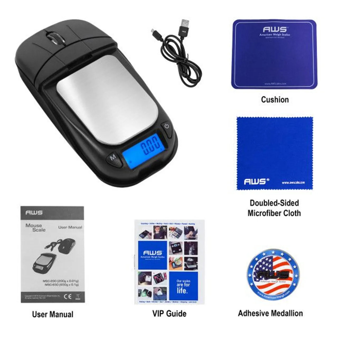 AWS - Computer Mouse Concealed Scale - 650g x 0.1g - Black | HS Wholesale