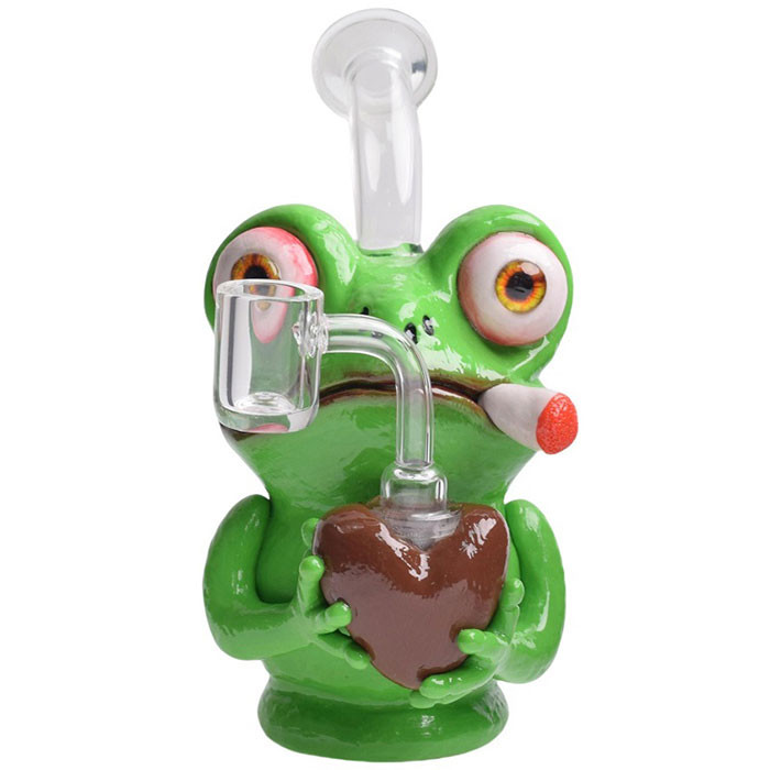 6.7" Clay Frog Heart Water Pipe - with 14M Bowl | HS Wholesale