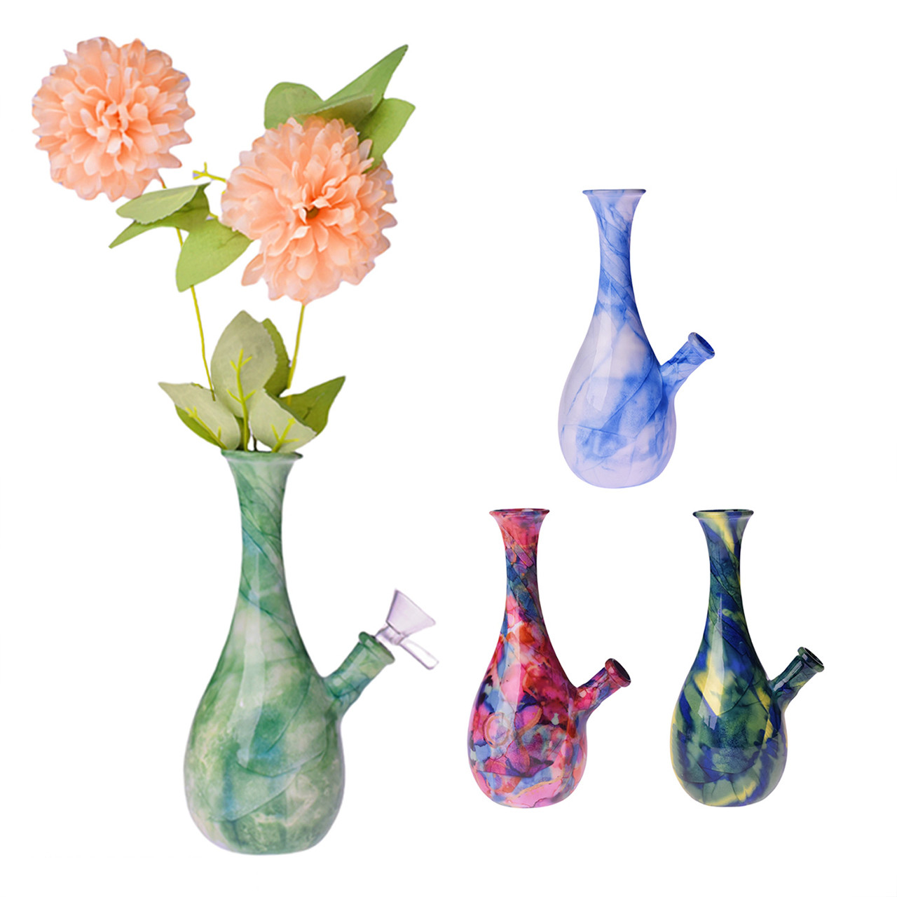 7" Assorted Flower Vase Water Pipe | HS Wholesale