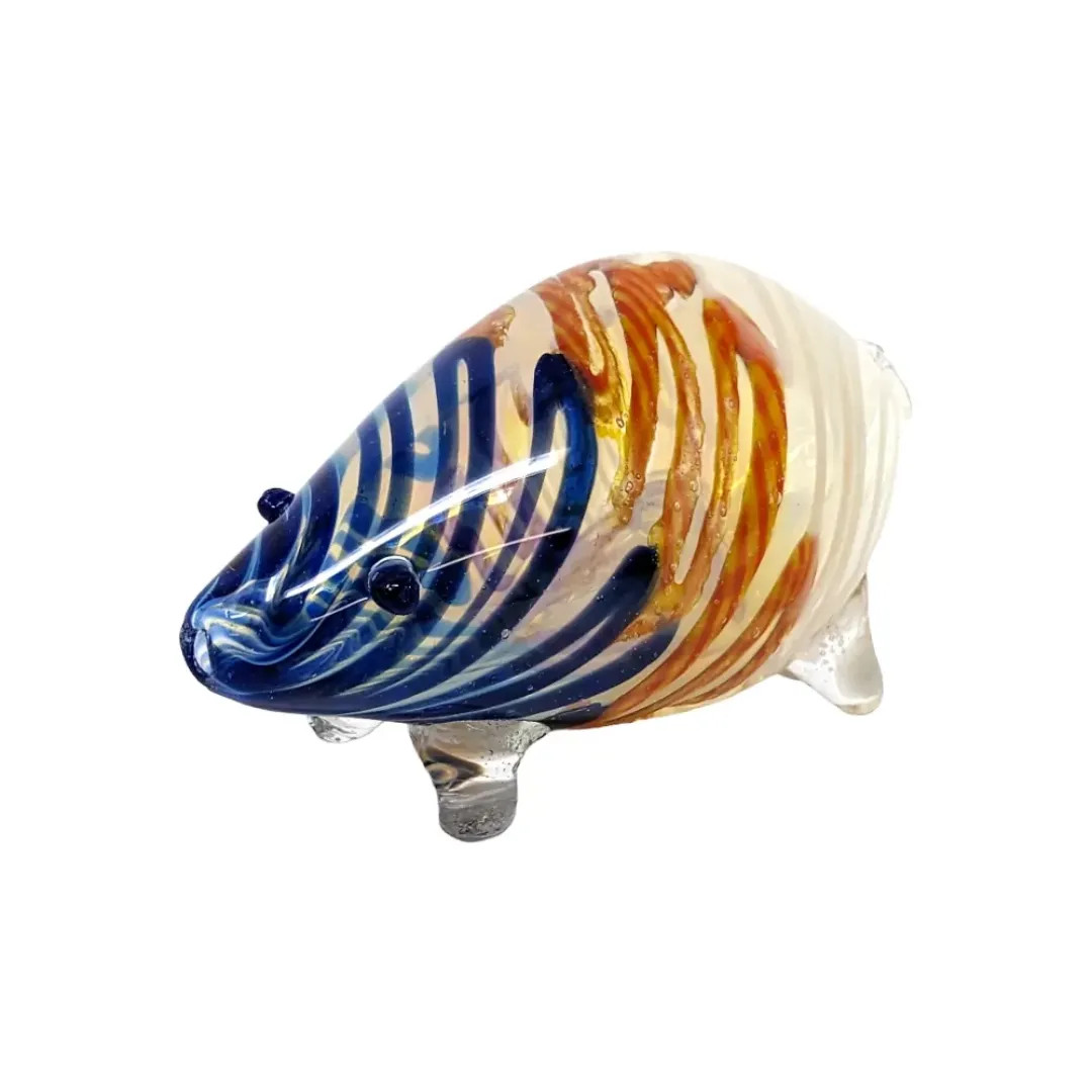 Silver Fumed Spiral Line Pig Animal Hand Pipe - HS Wholesale